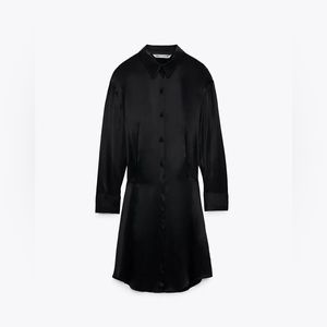 Zara | Dresses | Zara Black Satin Button Dress | Poshmark